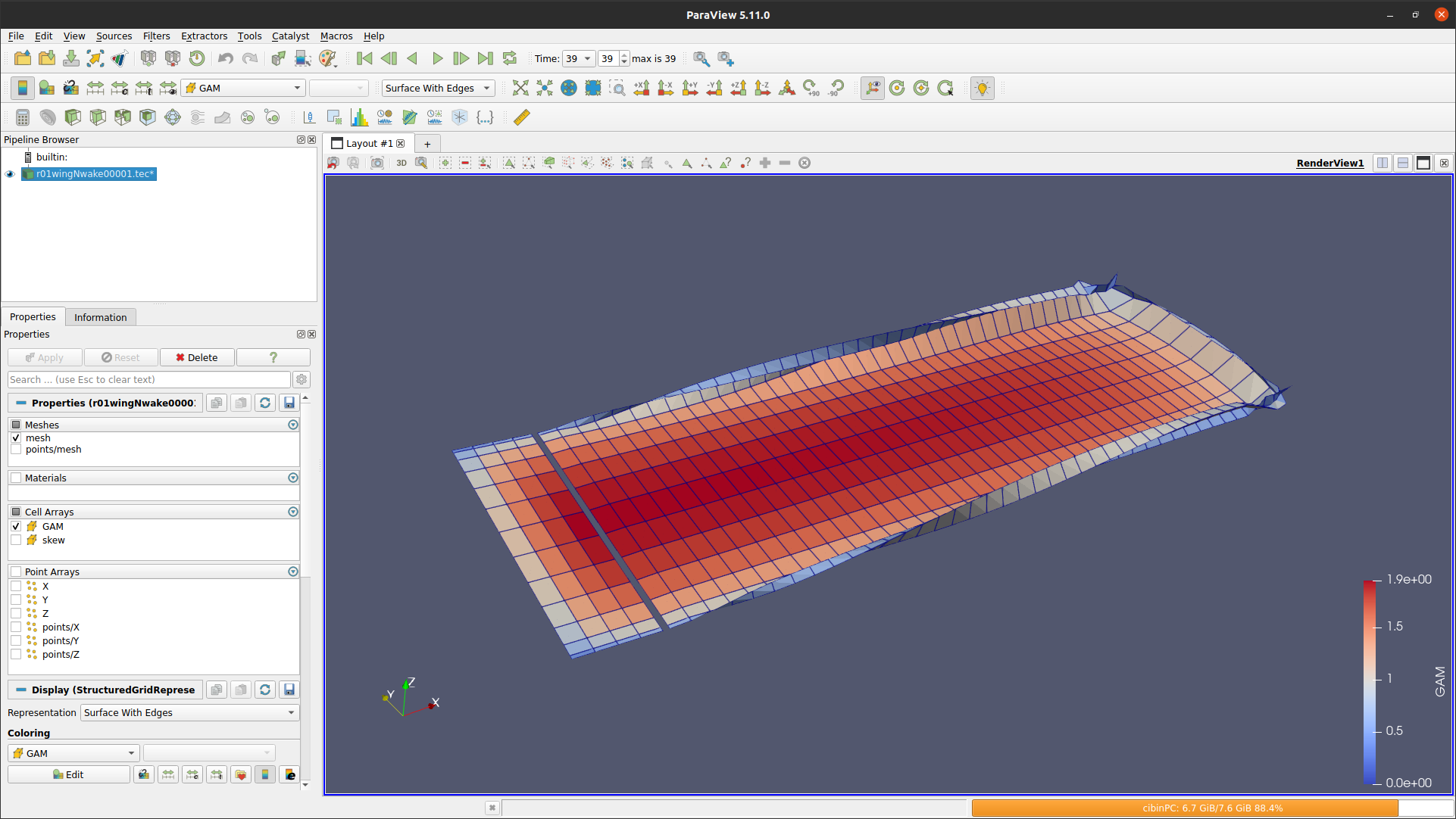 Tutorial 1: Suddenly started rectangular wing – VOLCANOR